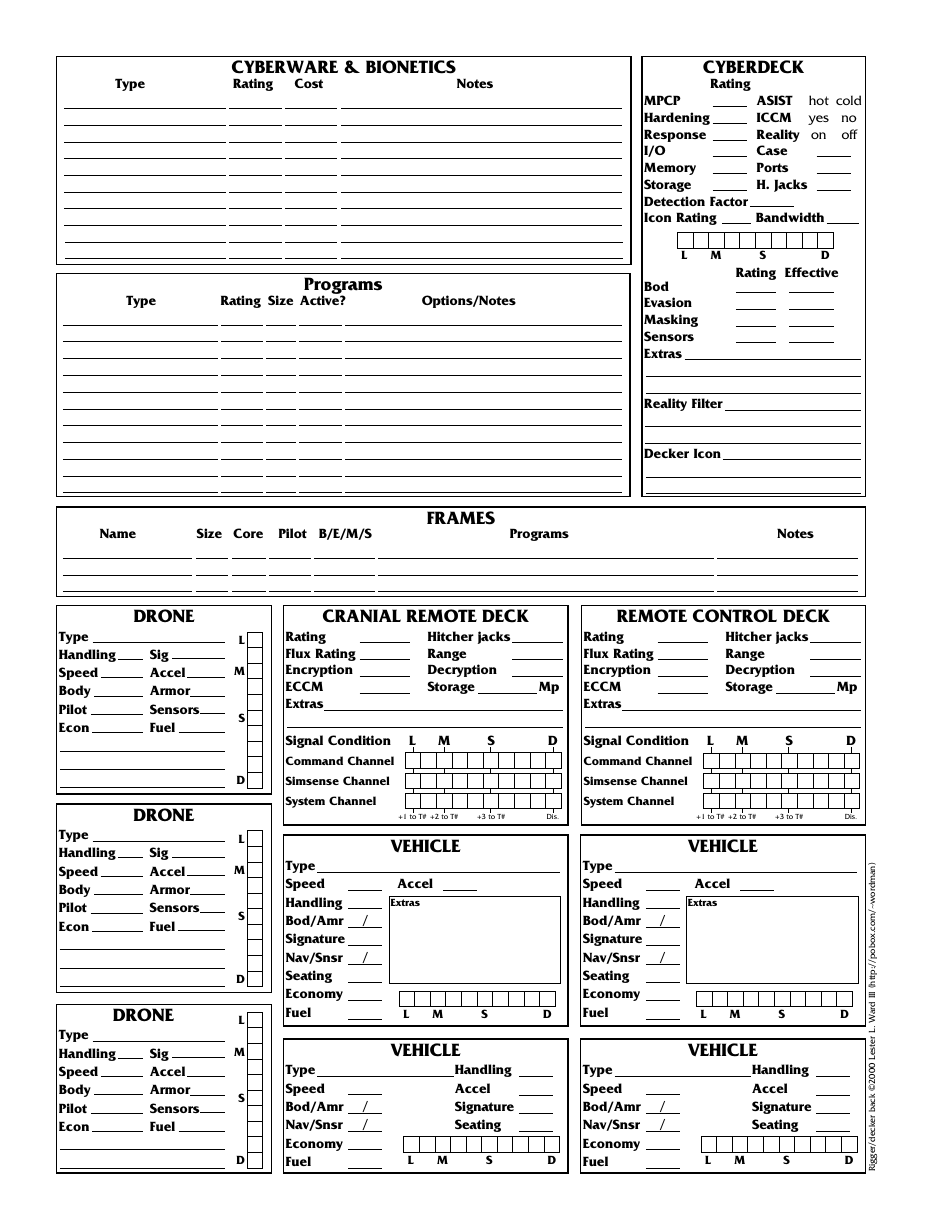 Shadowrun 3.1 Character Sheets Download Printable PDF | Templateroller