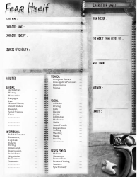 Fear Itself Character Sheet Download Printable PDF | Templateroller