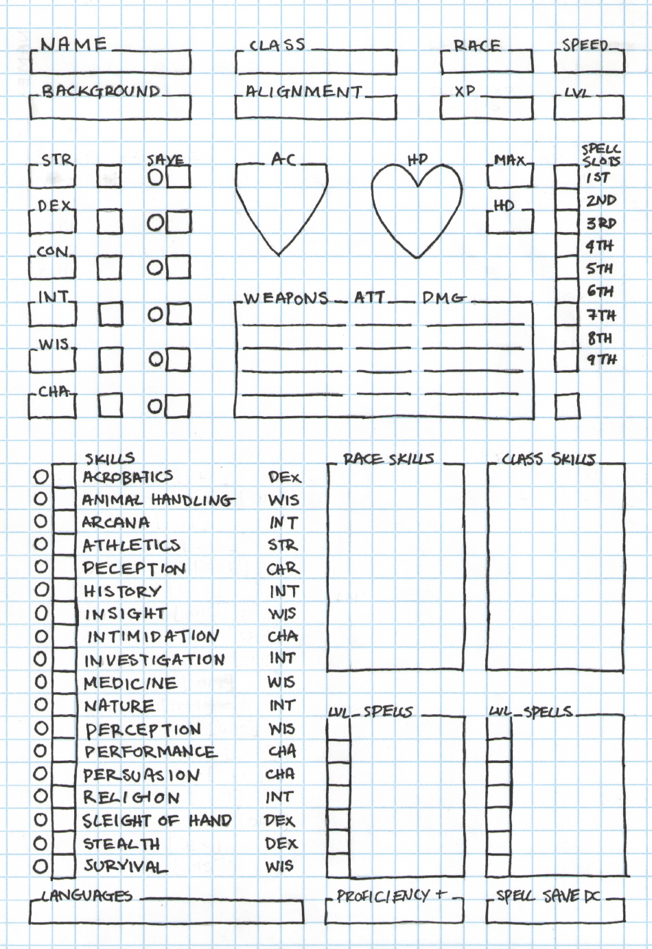 D&d Character Sheet - Graph Paper Download Printable PDF | Templateroller