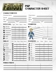 Fallout P&p Character Sheet Download Printable PDF | Templateroller