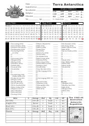 Terra Antarctica Character Sheet Download Fillable PDF | Templateroller