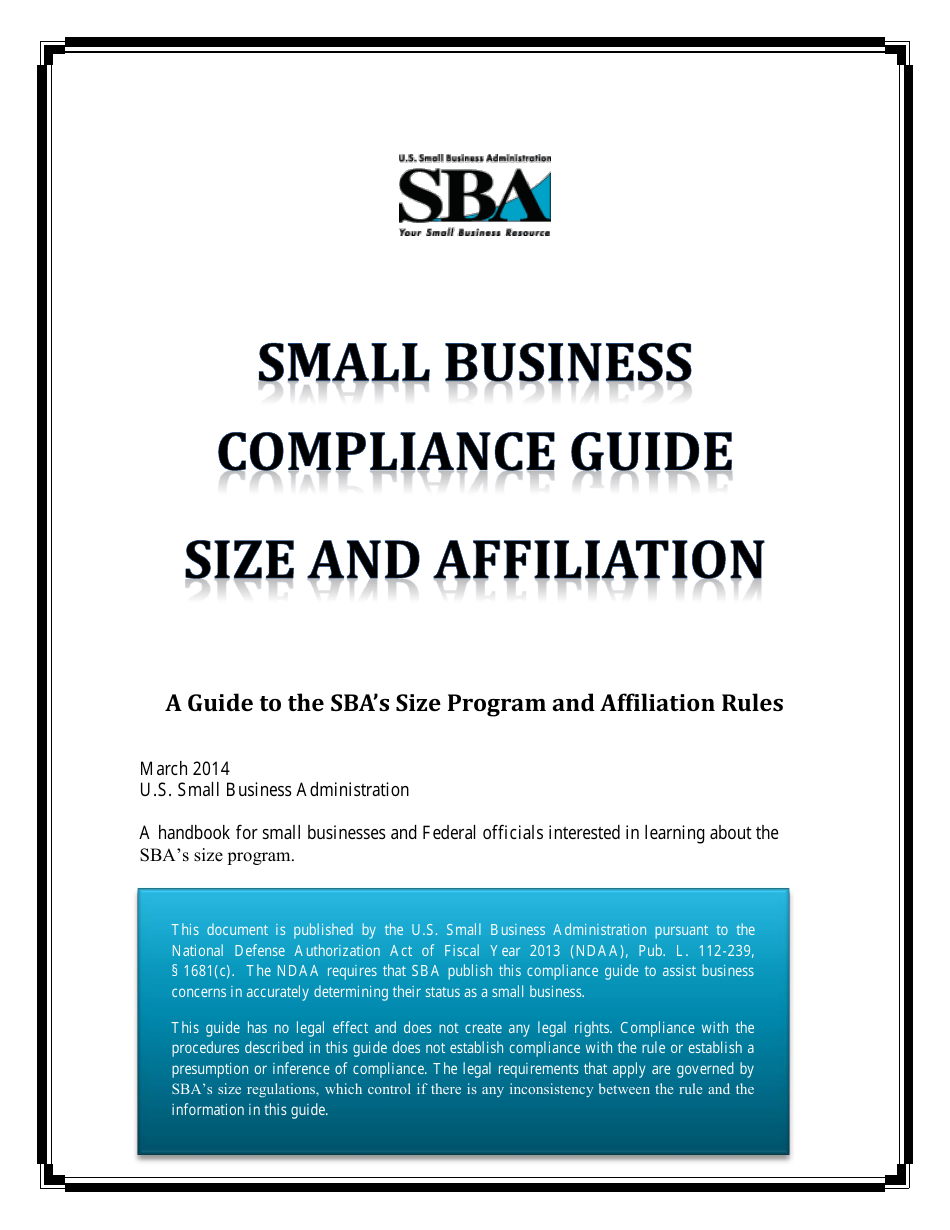 Small Business Compliance Guide Size and Affiliation - Fill Out, Sign ...