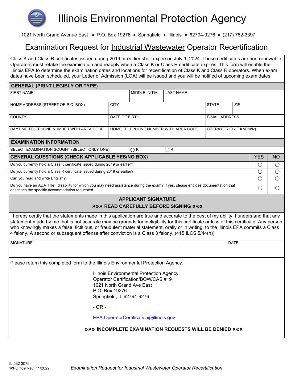 Form IL532 3079 (WPC789) - Fill Out, Sign Online and Download Fillable ...
