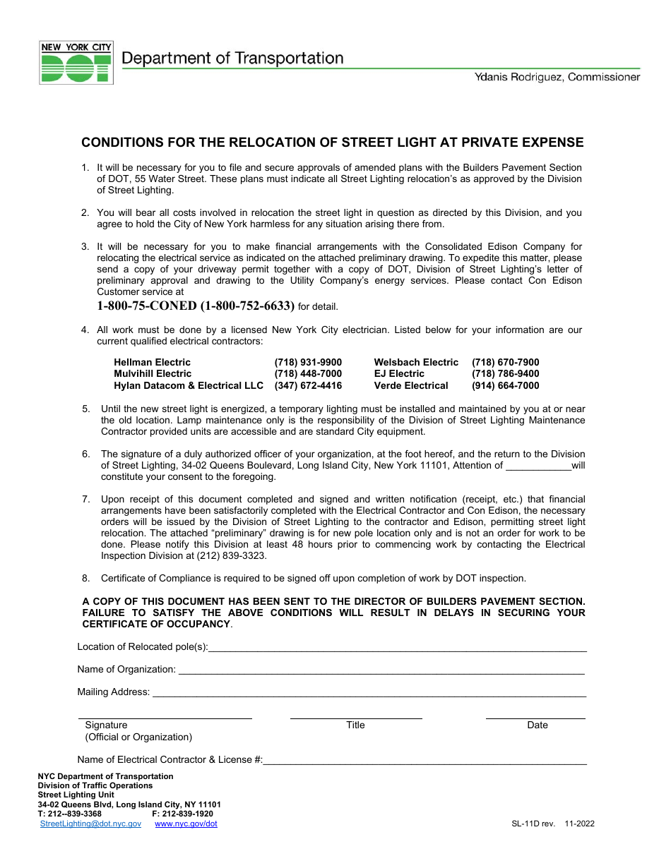 Form SL-11D Download Printable PDF or Fill Online Conditions for the ...