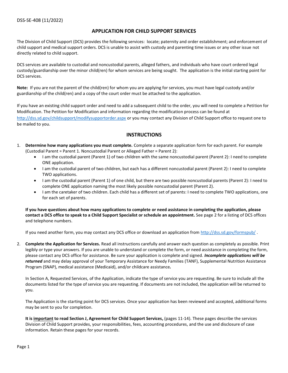 Form DSS-SE-408 - Fill Out, Sign Online and Download Printable PDF ...