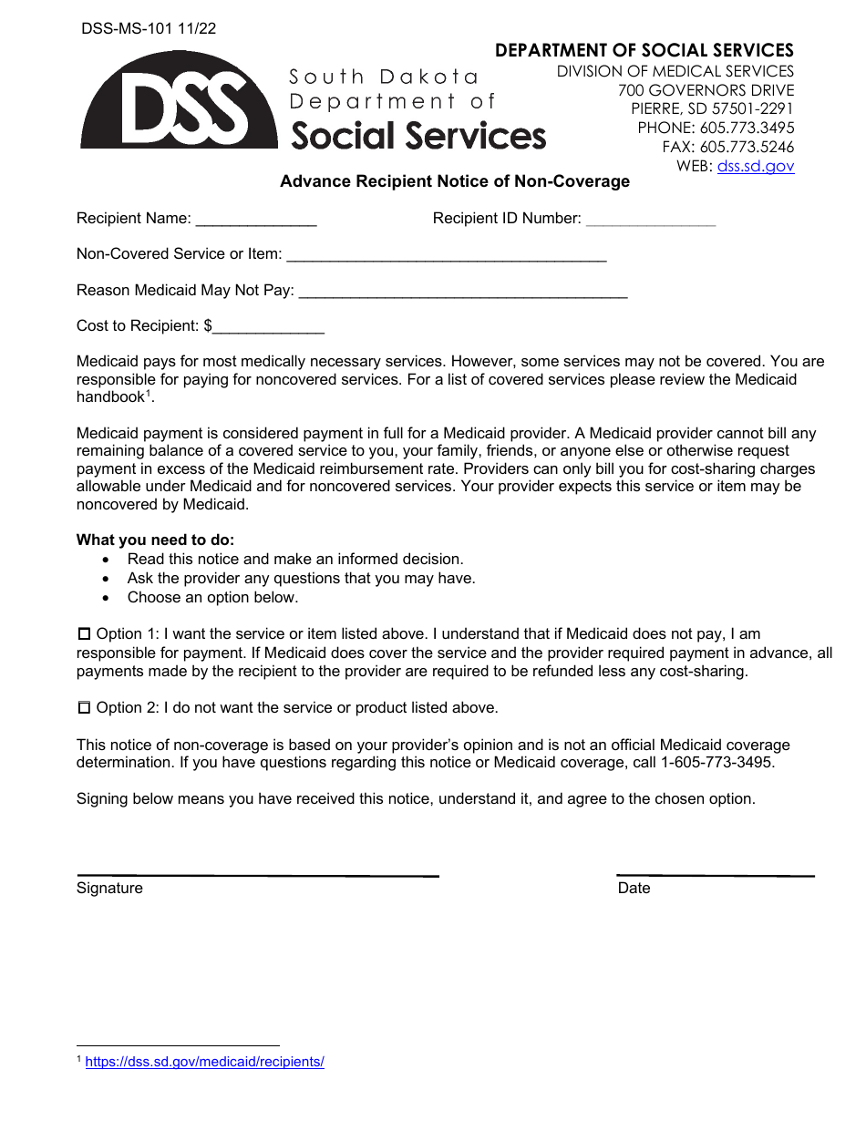 Form DSS-MS-101 - Fill Out, Sign Online and Download Fillable PDF ...