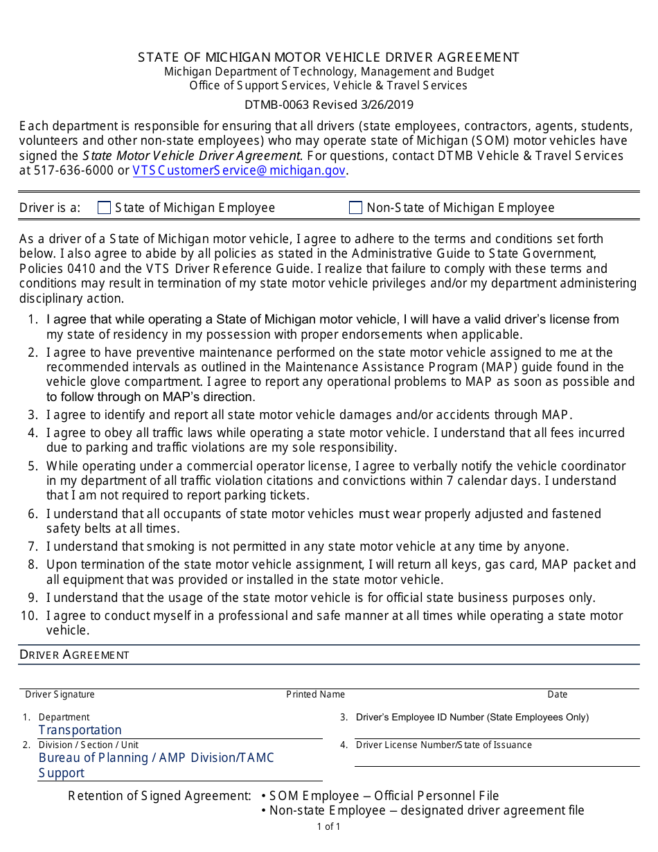 Form DTMB-0063 - Fill Out, Sign Online and Download Printable PDF ...