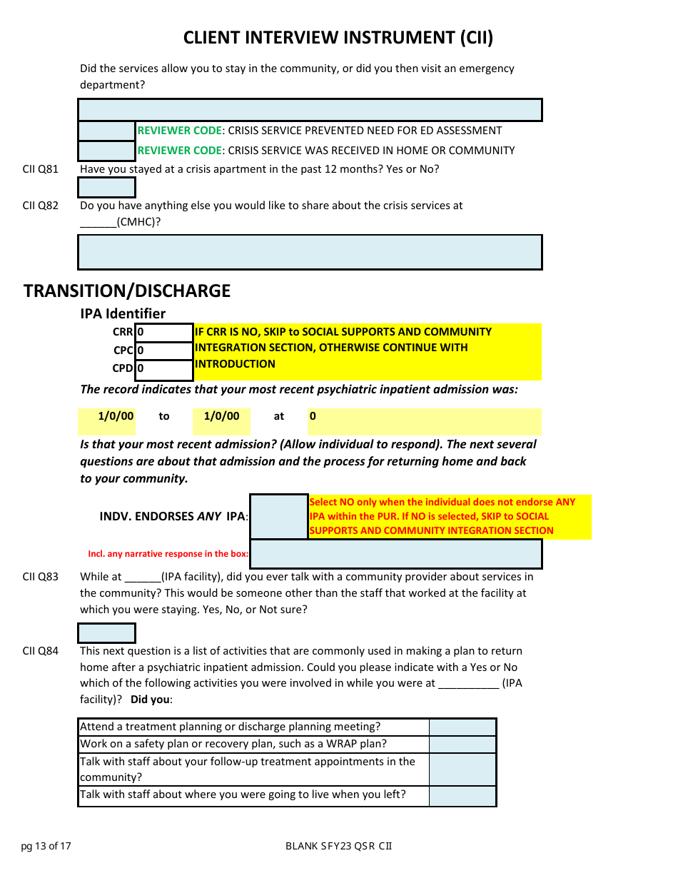 2023 New Hampshire Client Interview Instrument (Cii) Download Printable PDF | Templateroller