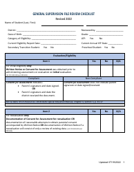 Idaho General Supervision File Review Checklist Download Printable PDF ...