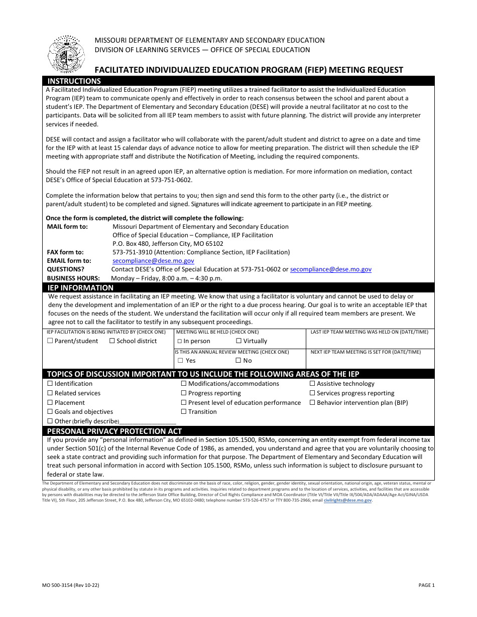 Form MO500-3154 - Fill Out, Sign Online and Download Printable PDF ...
