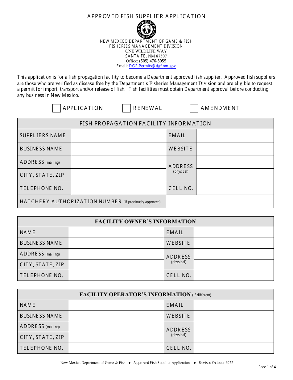 New Mexico Approved Fish Supplier Application - Fill Out, Sign Online ...