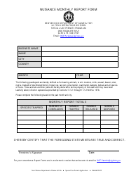 New Mexico Nuisance Monthly Report Form Download Fillable PDF 2013 ...