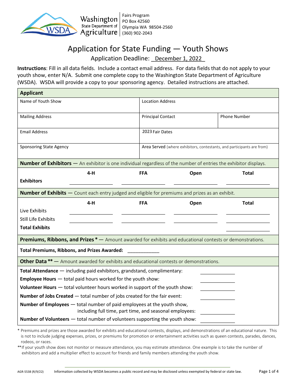 Form AGR-5538 - 2022 - Fill Out, Sign Online and Download Fillable PDF ...