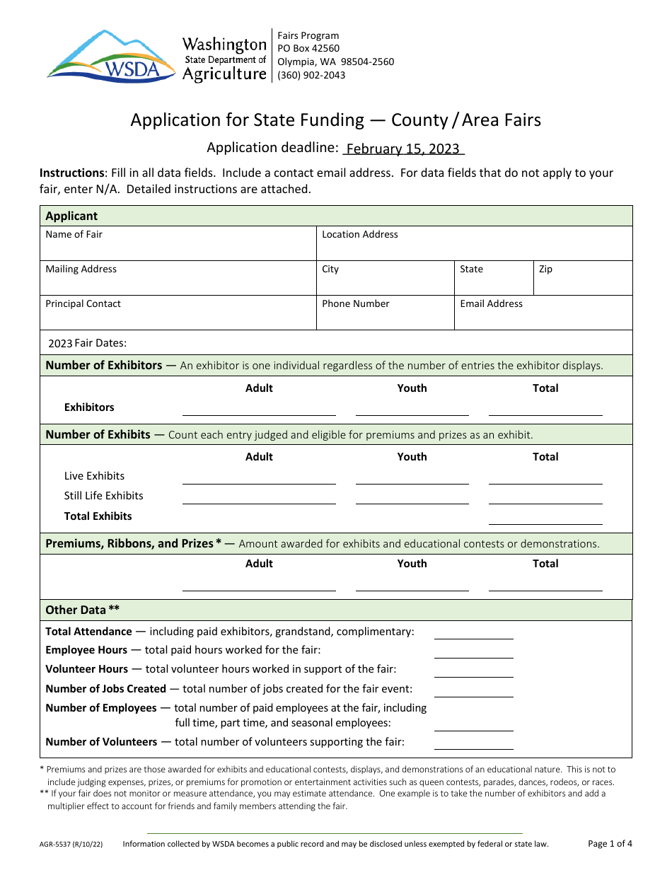 Form AGR-5537 - 2023 - Fill Out, Sign Online and Download Fillable PDF ...