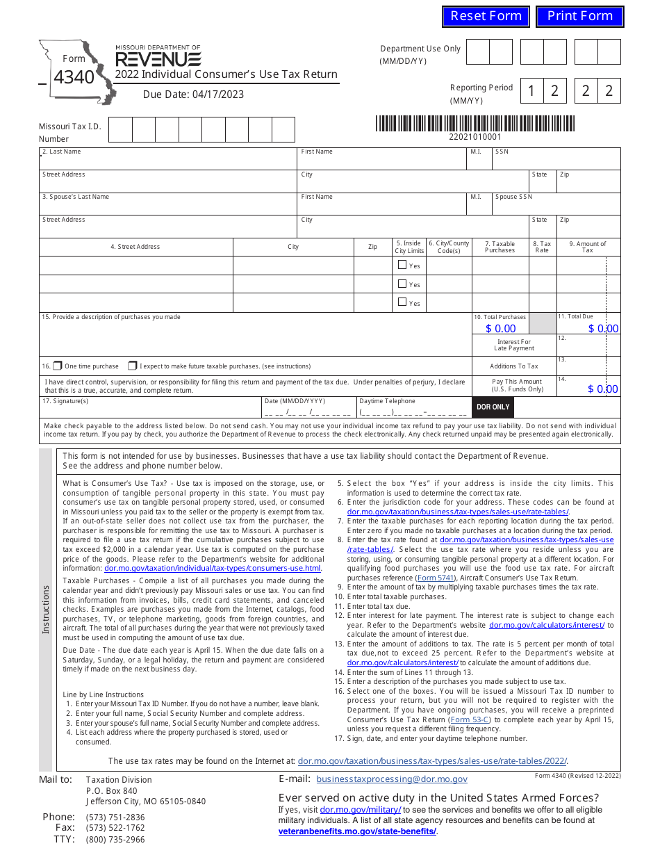 Form 4340 - 2022 - Fill Out, Sign Online and Download Fillable PDF ...