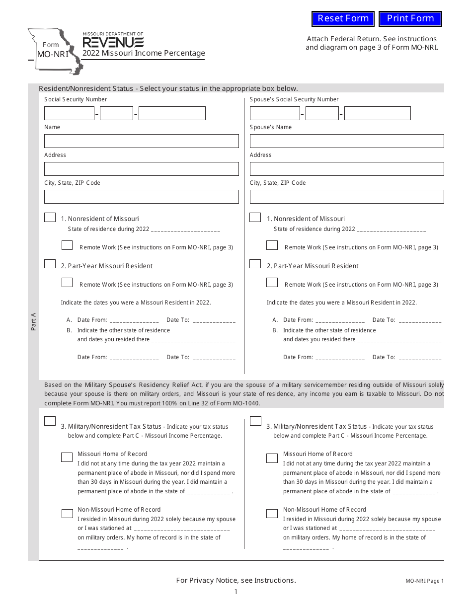 Form MO-NRI - 2022 - Fill Out, Sign Online and Download Fillable PDF ...