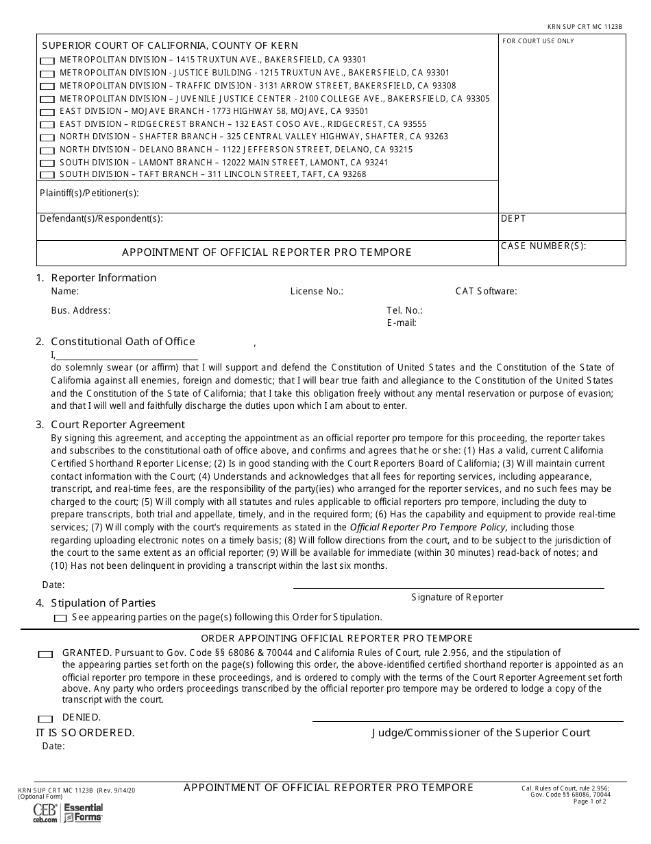 Form MC1123B - Fill Out, Sign Online and Download Fillable PDF, County ...