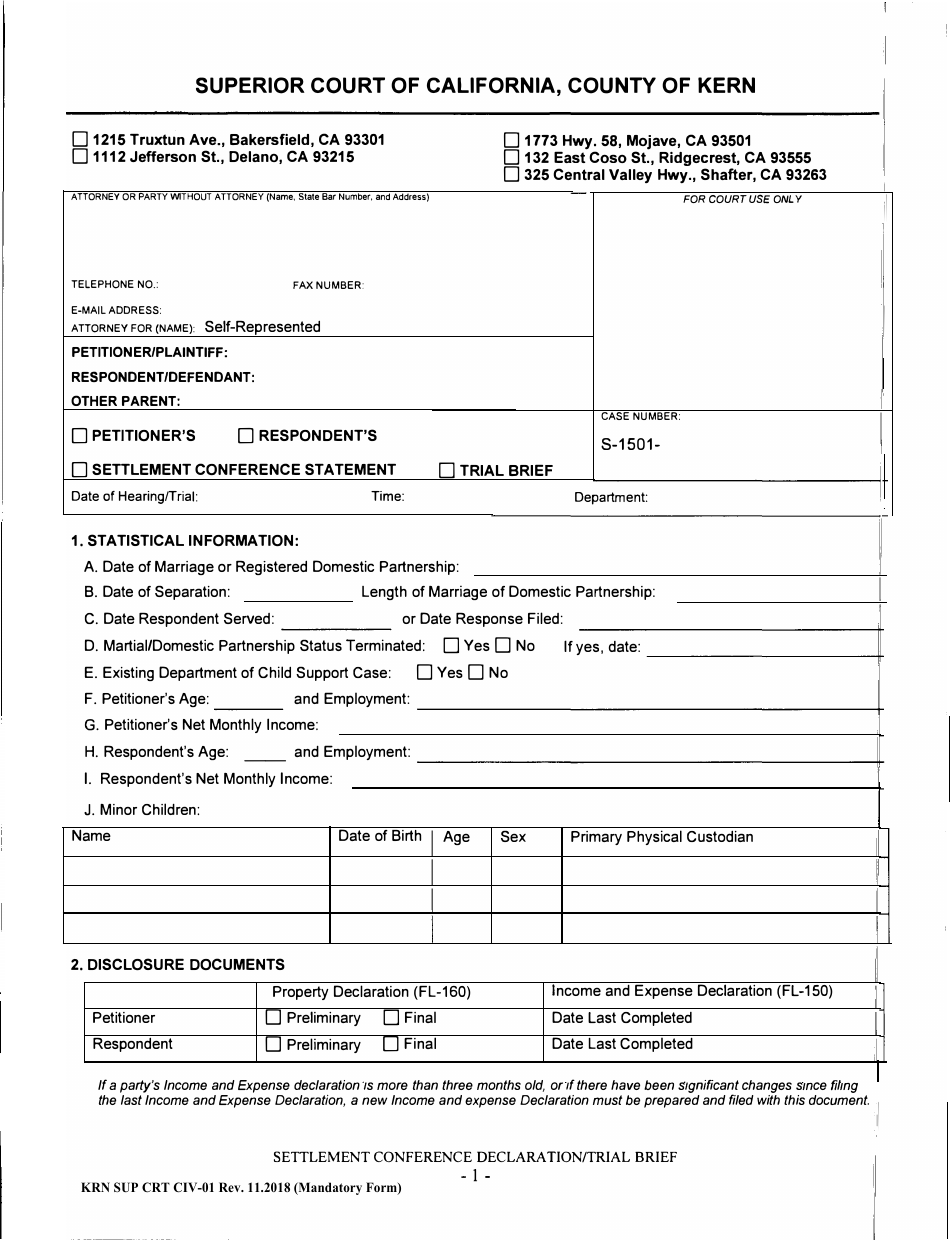 Form KRN SUP CRT CIV-01 - Fill Out, Sign Online and Download Printable ...