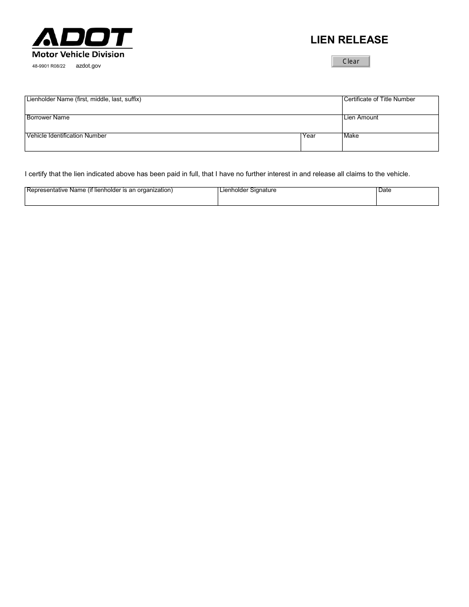 Form 48-9901 - Fill Out, Sign Online and Download Fillable PDF, Arizona ...