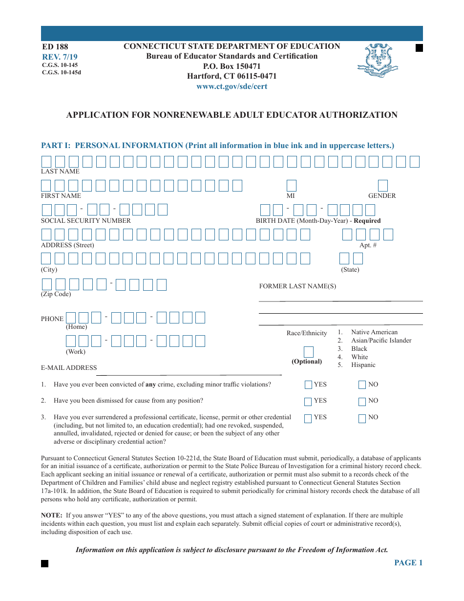 Form ED188 - Fill Out, Sign Online and Download Printable PDF ...