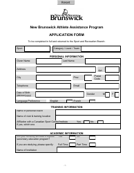 New Brunswick Canada Application Form - New Brunswick Athlete ...