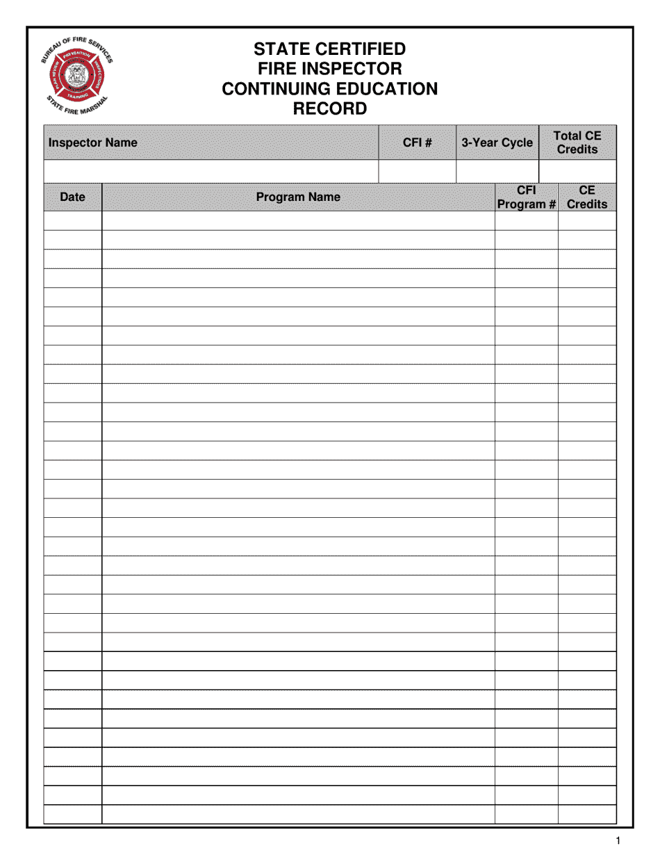 Michigan State Certified Fire Inspector Continuing Education Record ...