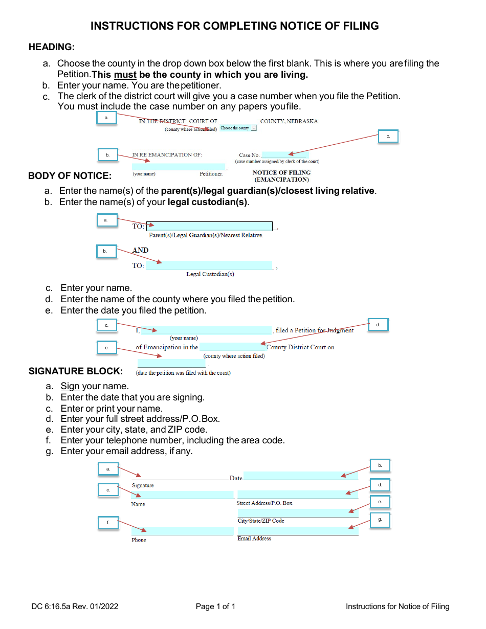 Download Instructions for Form DC6:16.5 Notice of Filing (Emancipation ... Download Instructions for Form DC6:16.5 Notice of Filing (Emancipation ...