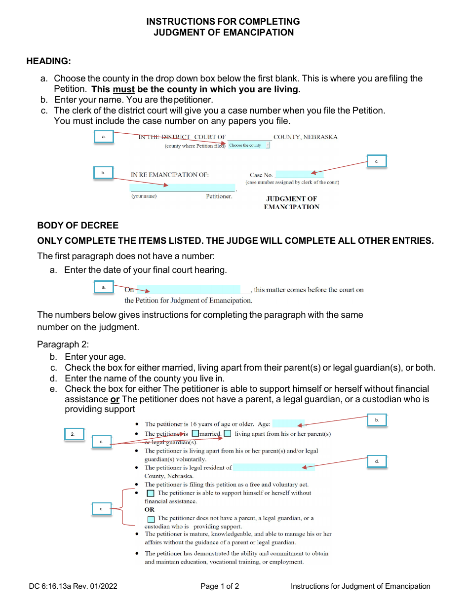 Download Instructions for Form DC6:16.13 Judgment of Emancipation PDF ... Download Instructions for Form DC6:16.13 Judgment of Emancipation PDF ...