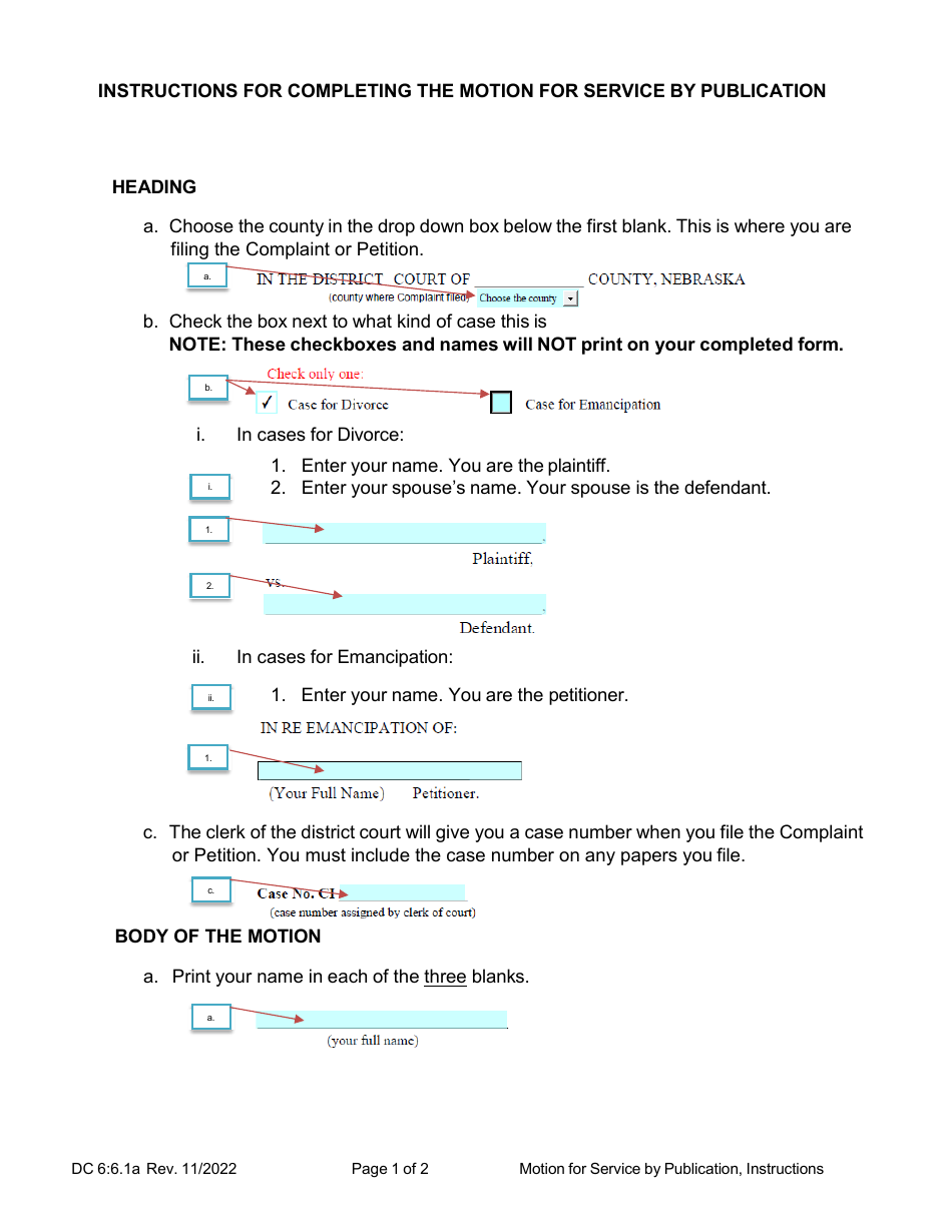 Download Instructions for Form DC6:6.1 Motion for Service by Publication PDF | Templateroller