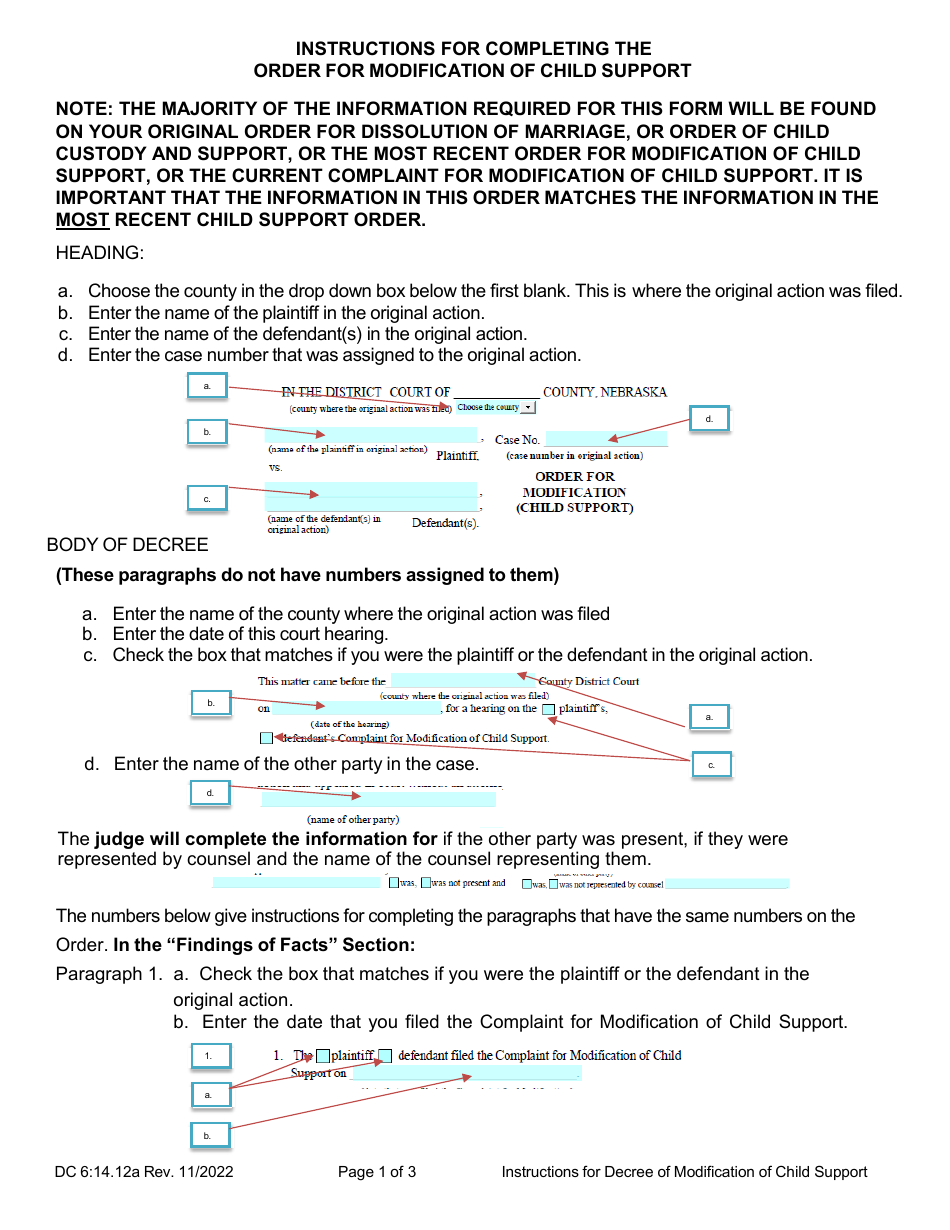 Download Instructions for Form DC6:14.12 Order for Modification (Child ...