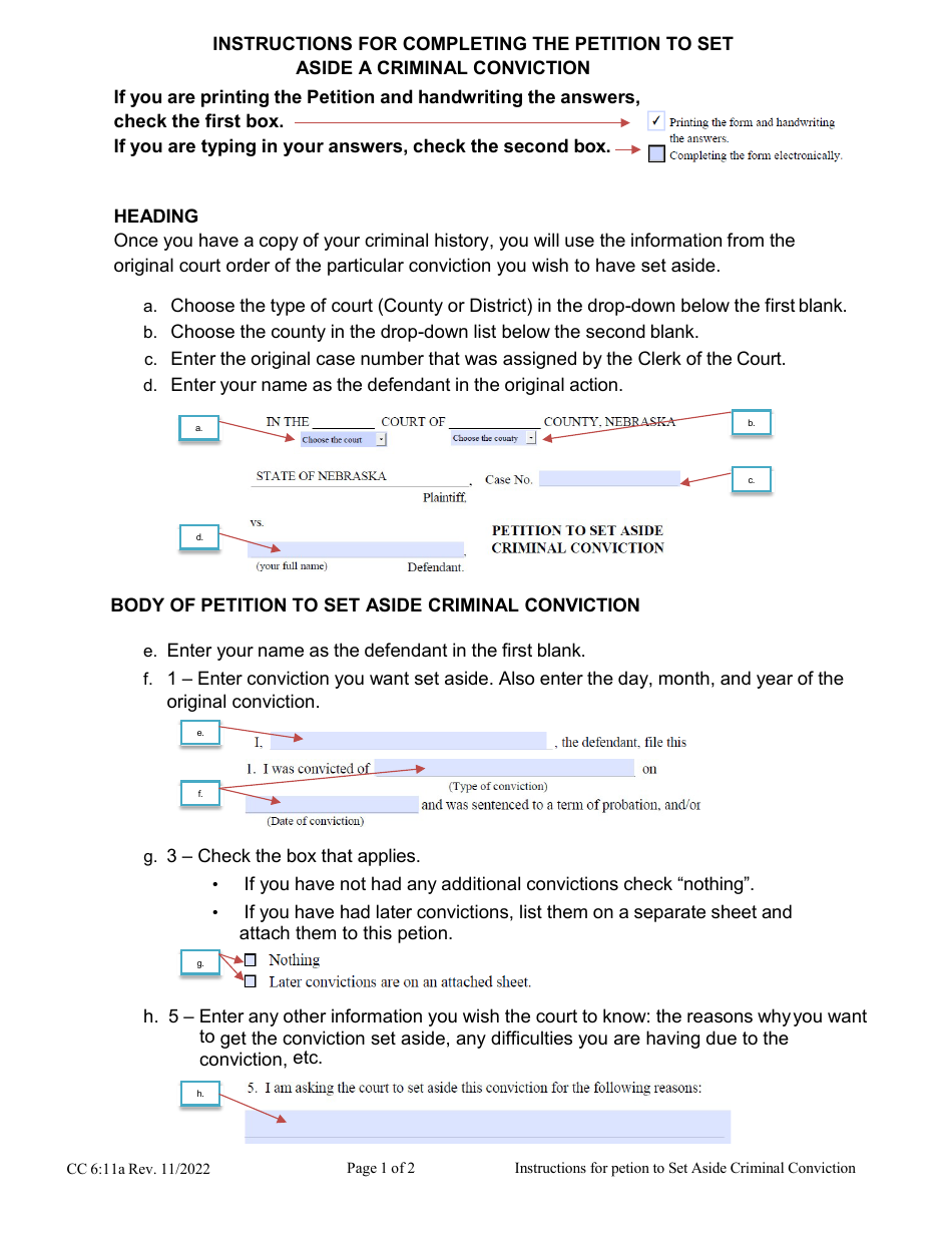Download Instructions for Form CC6:11 Petition to Set Aside a Criminal ...