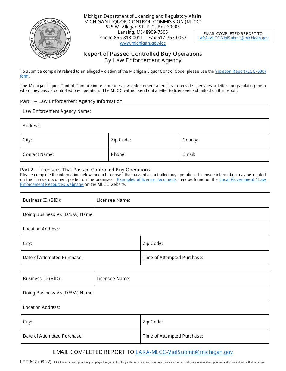 Form LCC-602 - Fill Out, Sign Online and Download Fillable PDF ...