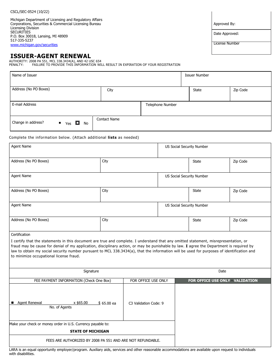 Form CSCL/SEC-0524 - Fill Out, Sign Online and Download Fillable PDF ...