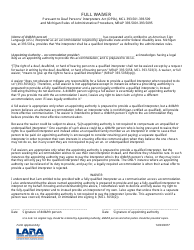 Michigan Full Waiver - Fill Out, Sign Online and Download PDF ...