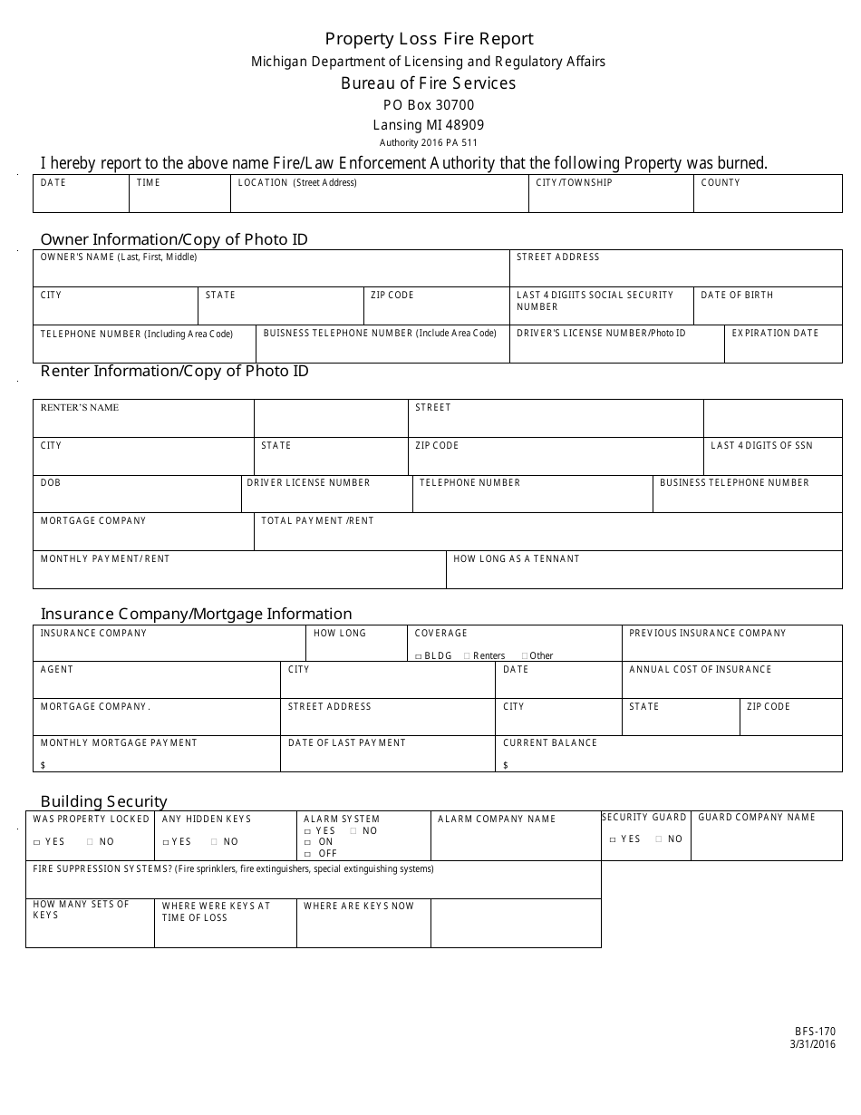 Form BFS-170 - Fill Out, Sign Online and Download Printable PDF ...