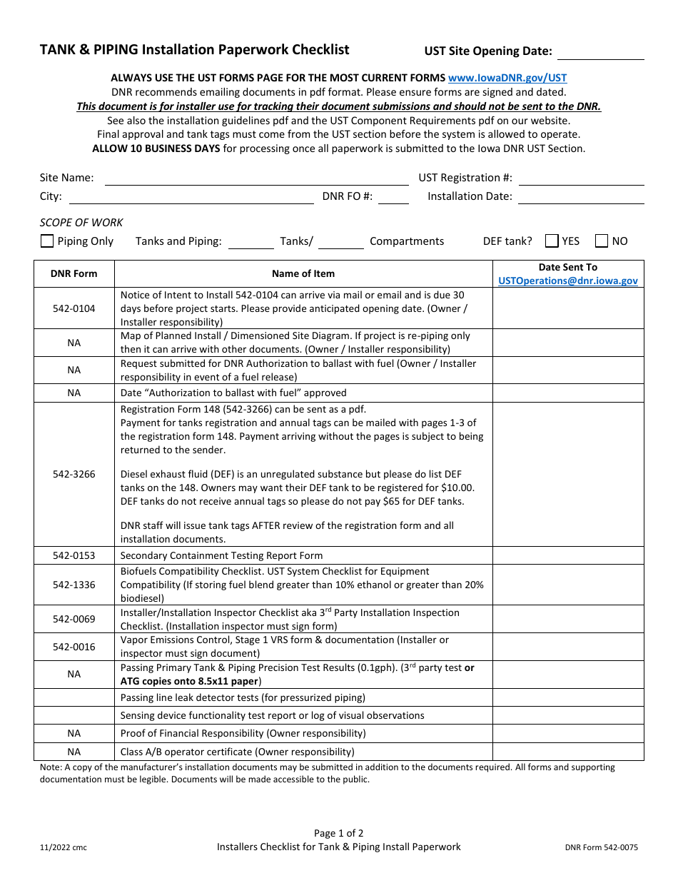 DNR Form 542-0075 - Fill Out, Sign Online and Download Fillable PDF ...