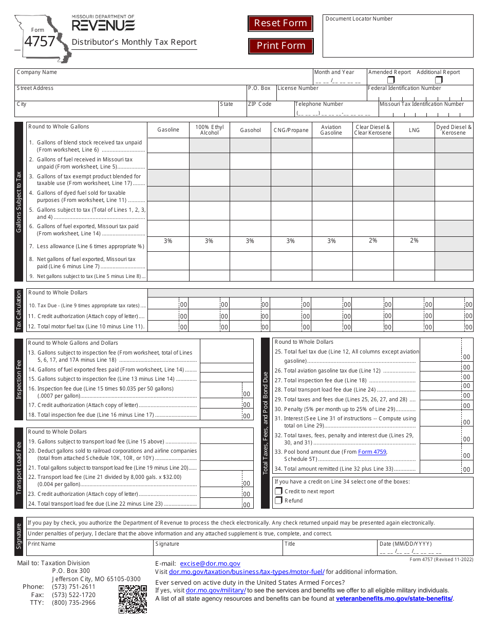 Form 4757 Download Fillable PDF or Fill Online Distributor's Monthly ...