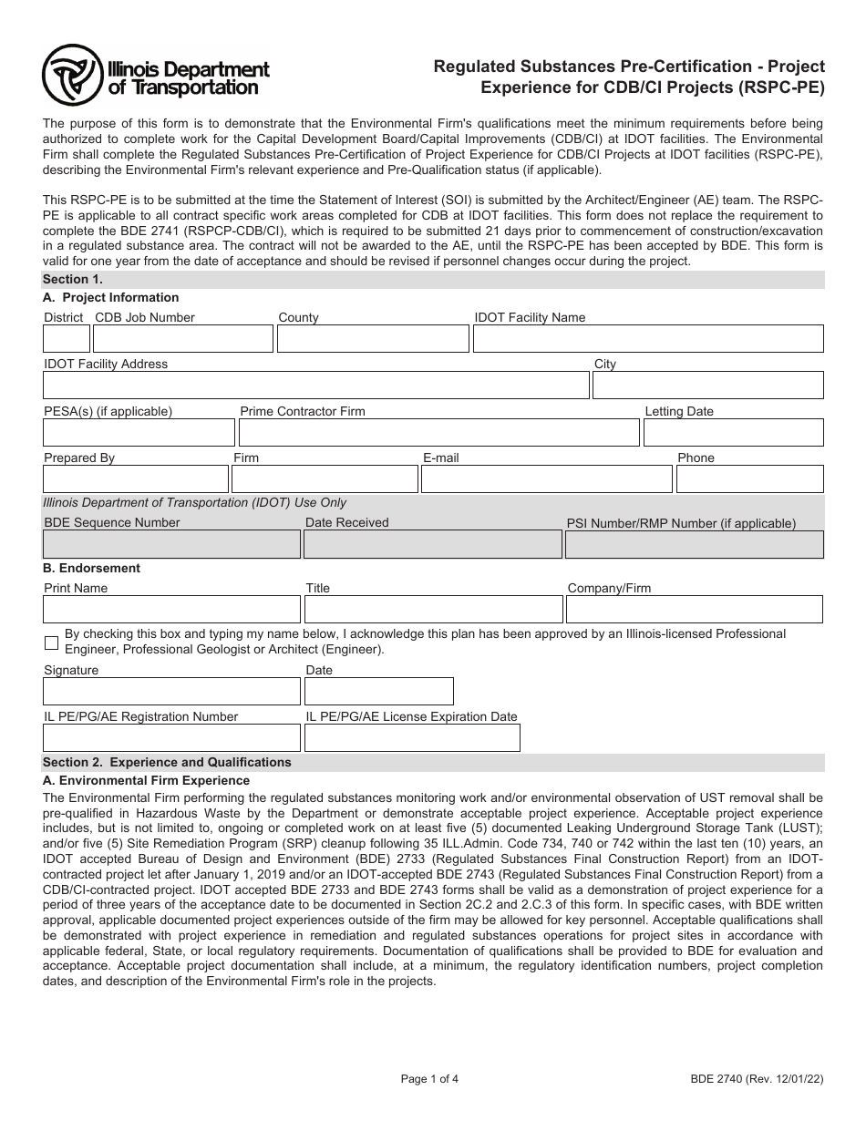 Form BDE2740 - Fill Out, Sign Online and Download Fillable PDF ...