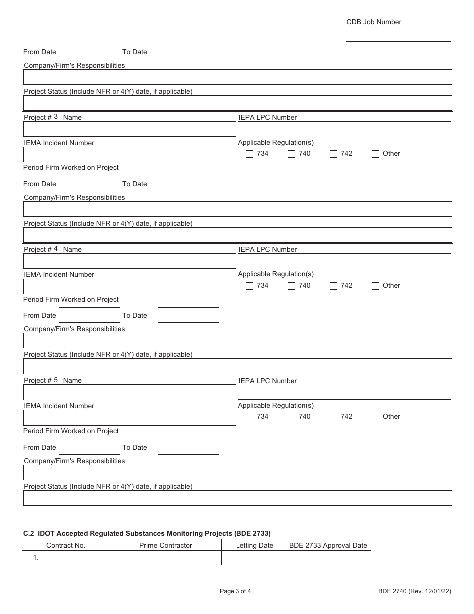 Form BDE2740 - Fill Out, Sign Online and Download Fillable PDF, Illinois | Templateroller