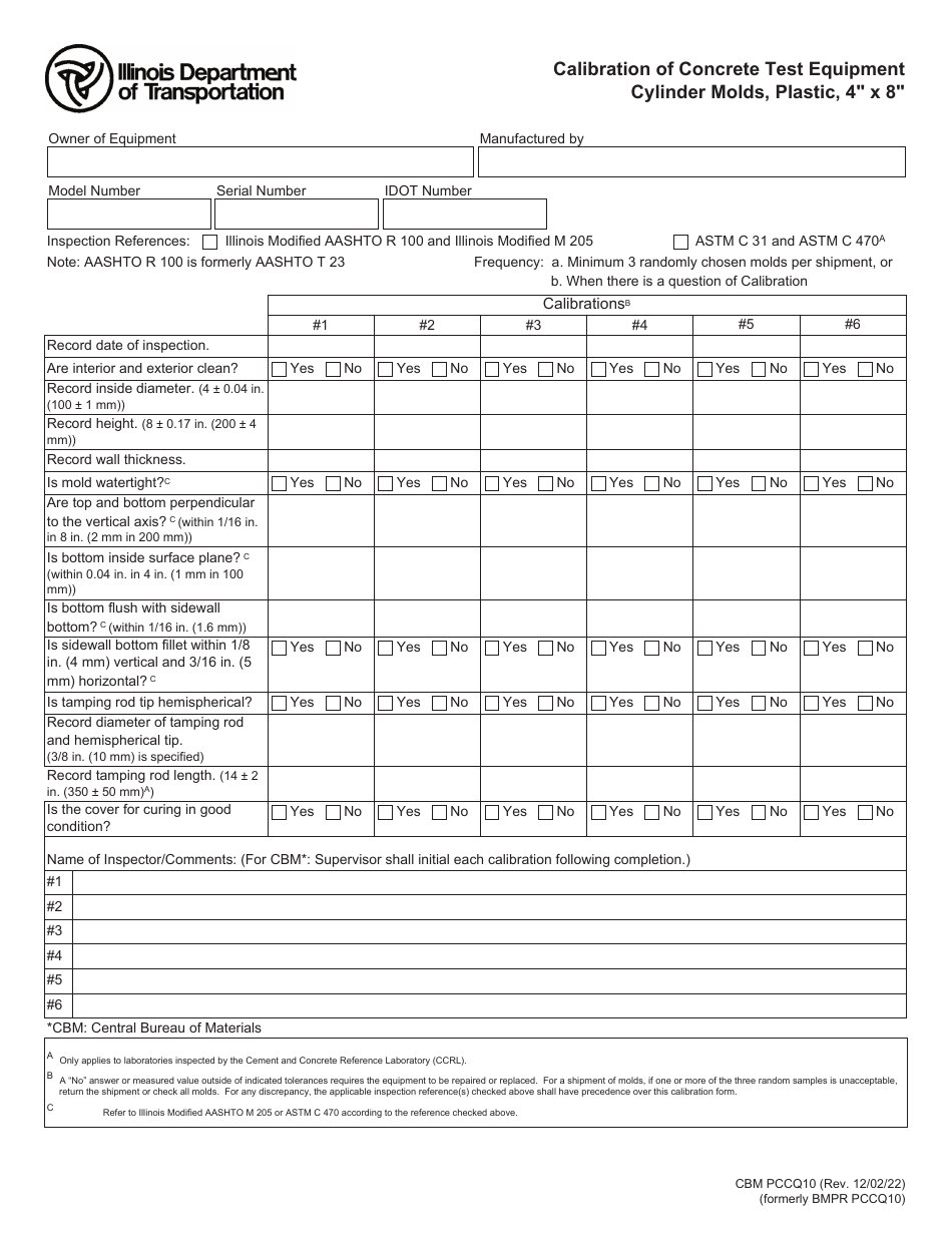 Form CBM PCCQ10 - Fill Out, Sign Online and Download Fillable PDF, Illinois | Templateroller