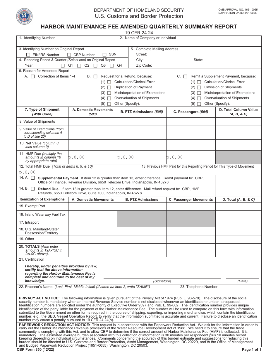CBP Form 350 - Fill Out, Sign Online and Download Fillable PDF ...
