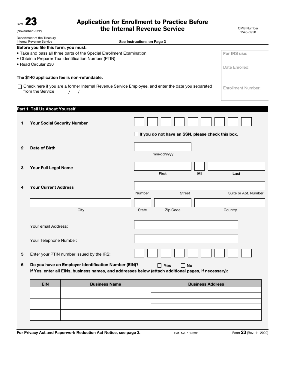 IRS Form 23 Download Fillable PDF or Fill Online Application for ...