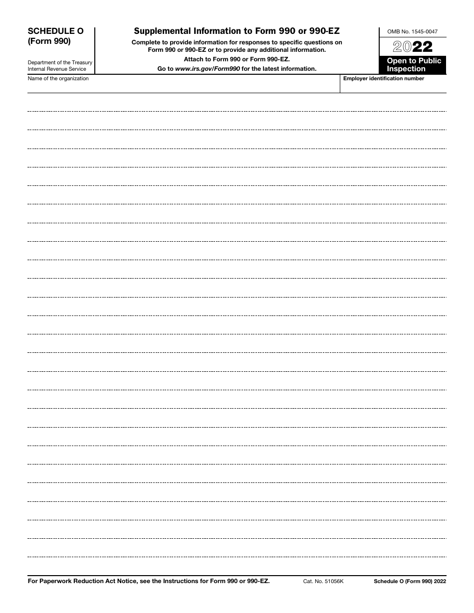 IRS Form 990 Schedule O - 2022 - Fill Out, Sign Online and Download ...