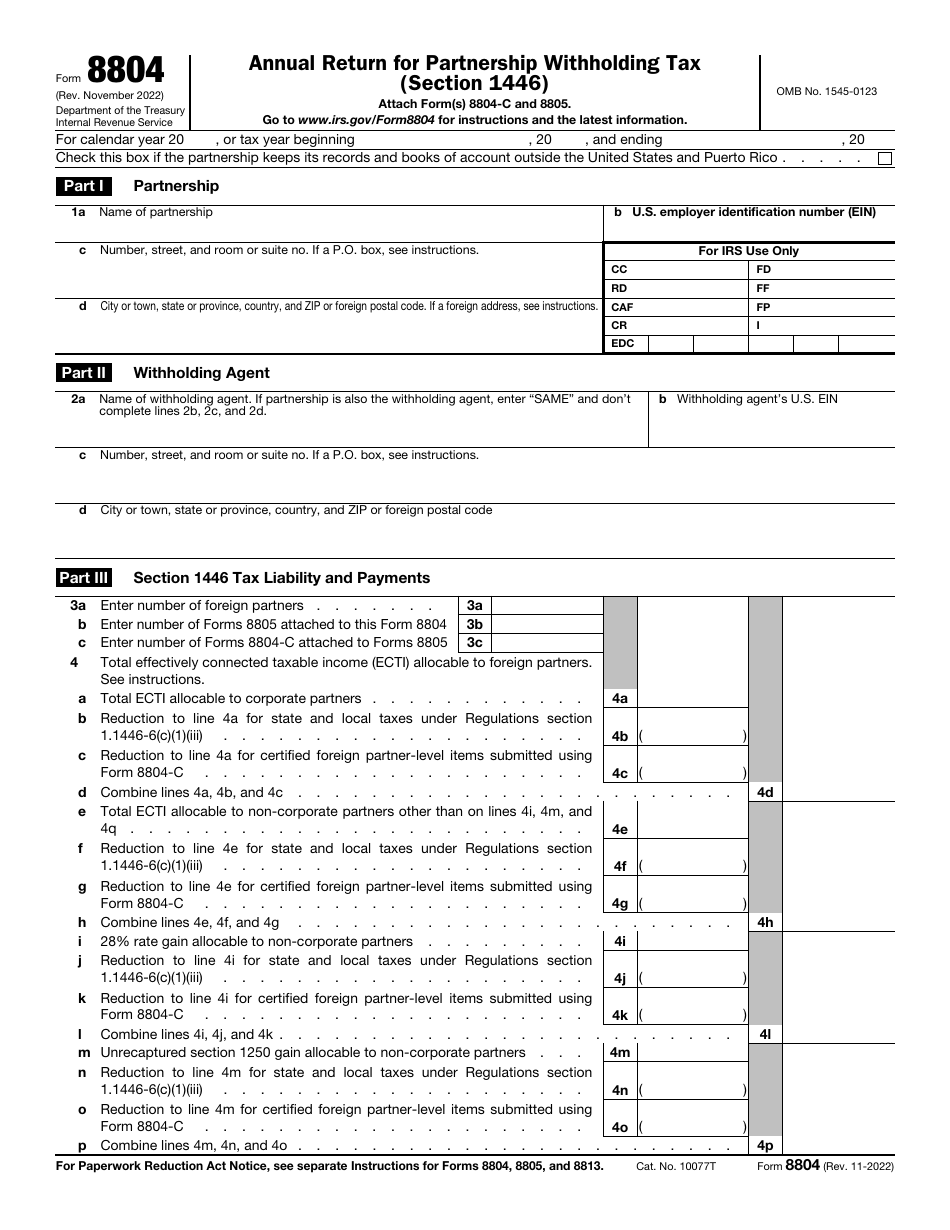 IRS Form 8804 Section 1446 - Fill Out, Sign Online and Download ...