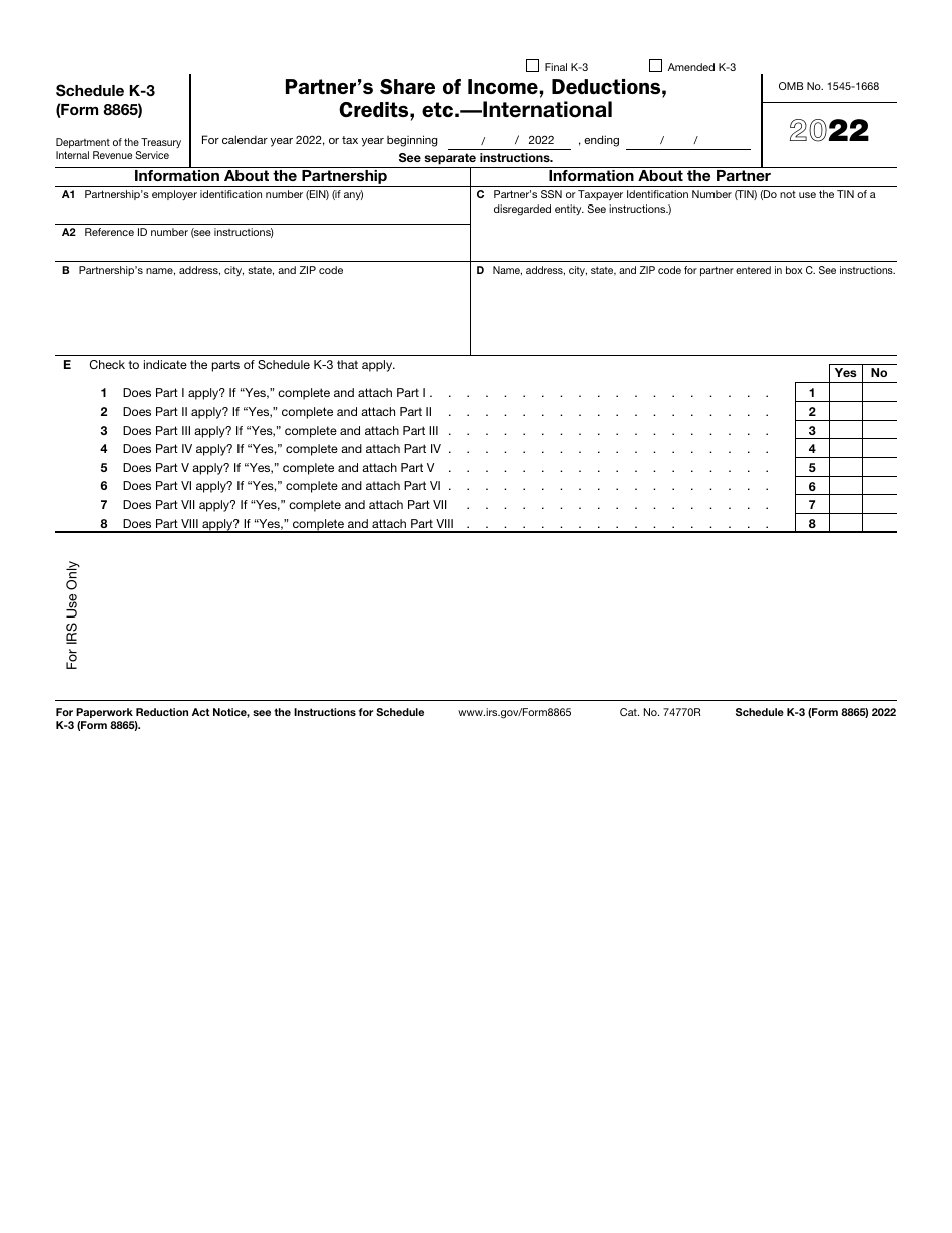 IRS Form 8865 Schedule K-3 - 2022 - Fill Out, Sign Online and Download ...