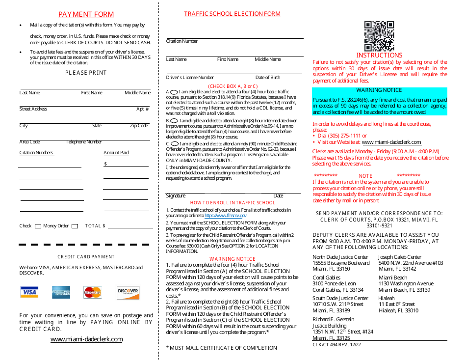 Form CLK/CT494 Download Printable PDF or Fill Online Traffic Mailer ...