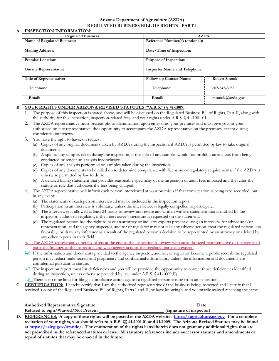 Arizona Regulated Business Bill of Rights - Fill Out, Sign Online and ...