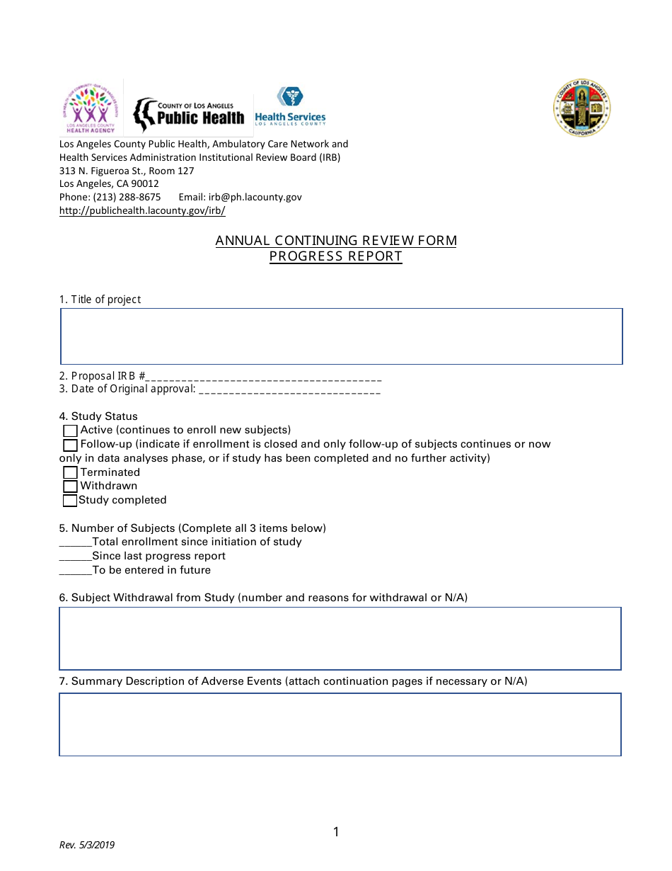 County of Los Angeles, California Annual Continuing Review Form ...