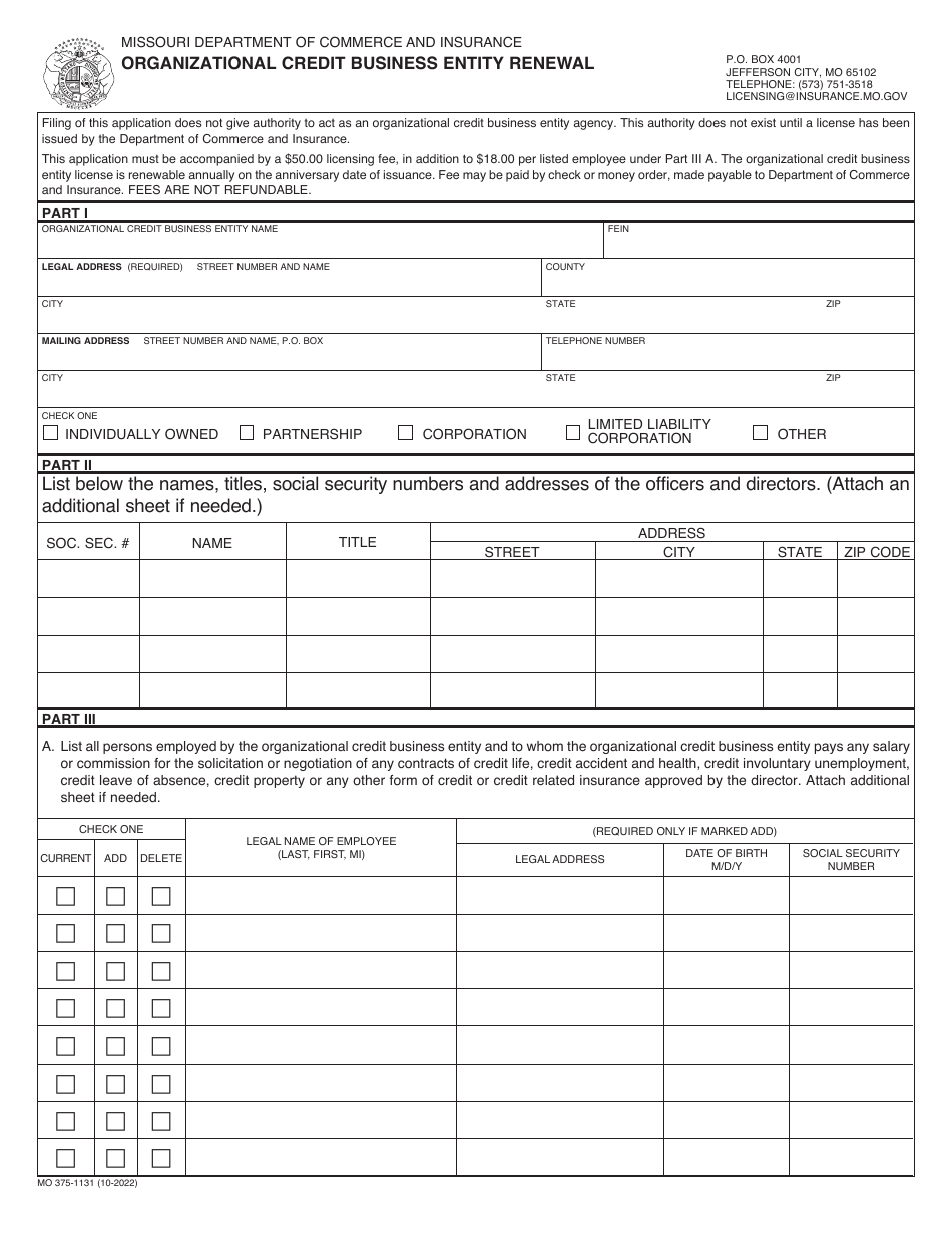Form MO375-1131 - Fill Out, Sign Online and Download Fillable PDF ...