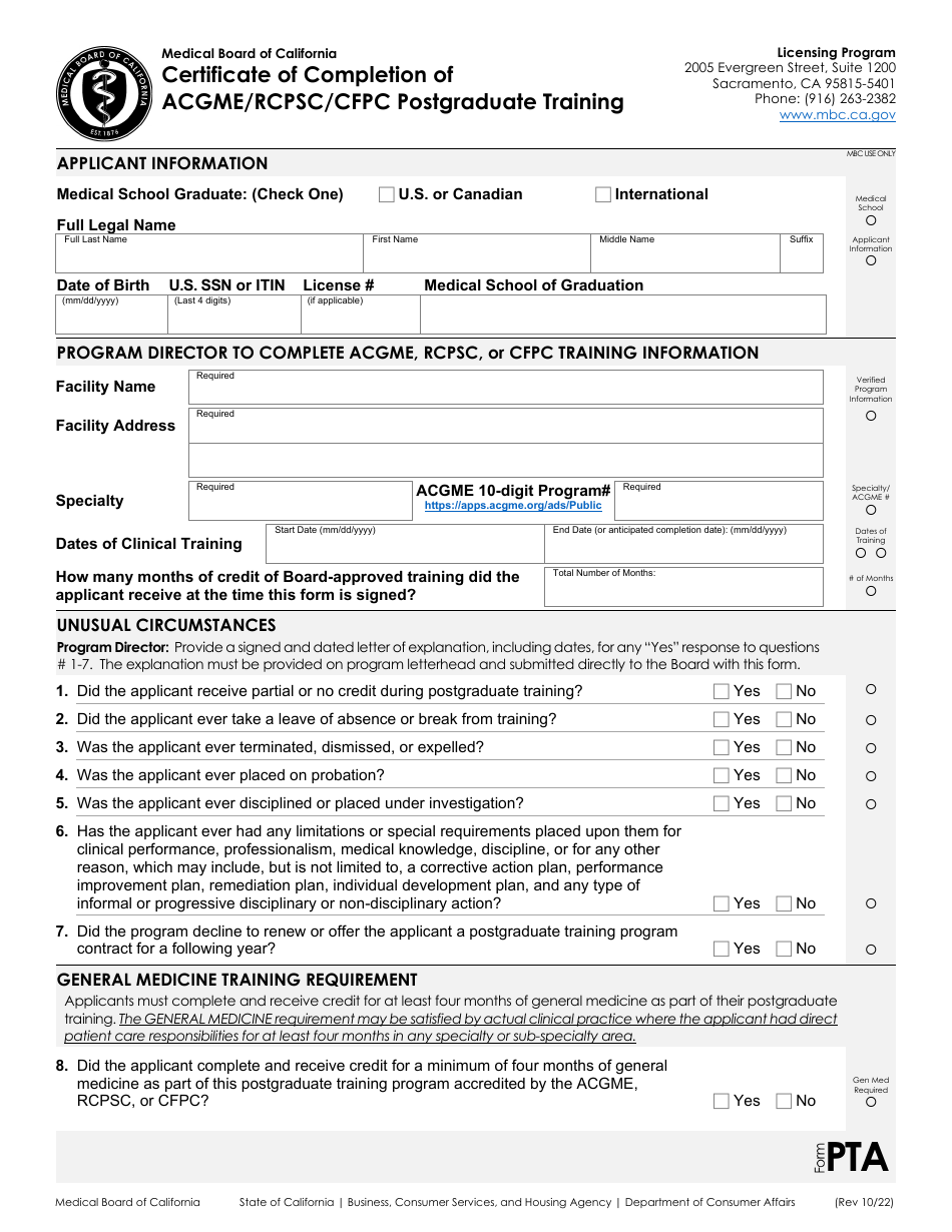 Form PT Download Fillable PDF Or Fill Online Certificate Of Completion